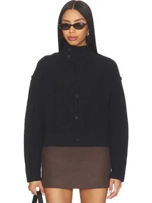 With Jéan Pressley Ribbed Knit Button-front Sweater - Black