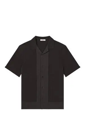 Mr P. Camp-collar Linen And Organic Cotton-blend Shirt - Brown