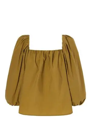 Saint Laurent Gathered Poplin Blouse - Green