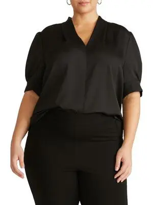 Universal Standard Pebble Georgette Top - Black