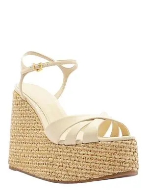 Schutz Keefa Espadrille Wedge Sandals - Egg Shell