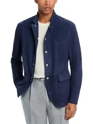 Eleventy Waxed Suede Travel Jacket - Navy