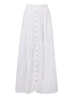 Melissa Odabash Tiered Cotton Maxi Skirt - White