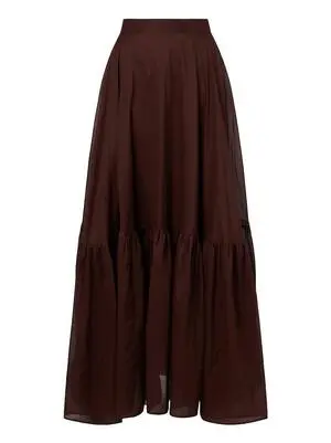 Plan C Cotton Organza Maxi Skirt - Brown
