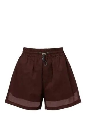Plan C Cotton Organza Shorts - Brown
