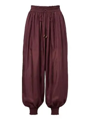 Zimmermann Aster Silk Habotai Balloon Pants Burgundy