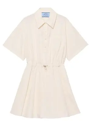 Prada Short-sleeved Technical Pongé Dress - Neutral