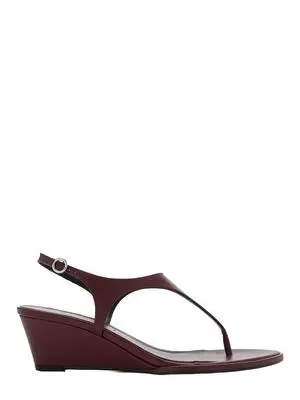 AeydĒ Roose Leather Wedge Sandals - Red