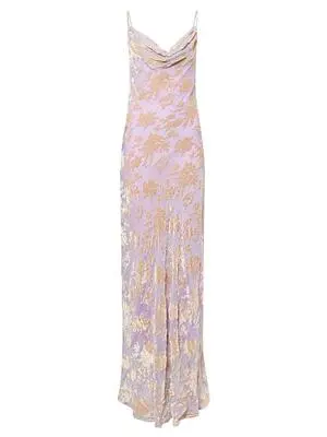 RAT AND BOA Athena Flocked-print Silk-blend Maxi Dress - Multi