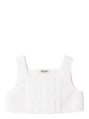 Miu Miu Poplin Crop Top - White