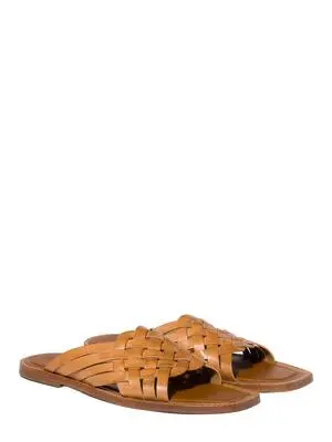Miu Miu Leather Slides - Honey