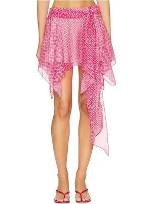 LOVERS AND FRIENDS Daisy Mini Skirt - Red Scarf Print