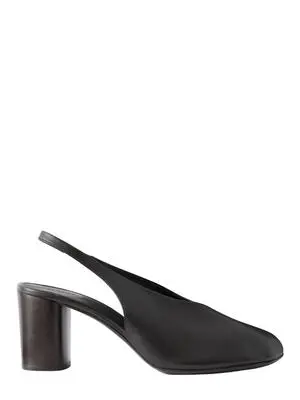 LEMAIRE Glove 80 Leather Slingback Pumps Black