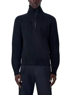 MARGARET HOWELL High-neck Quarter-zip Sweater - Black