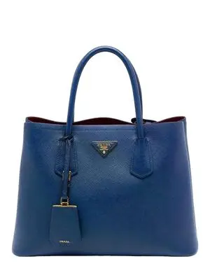 Prada 2013-2025 Medium Saffiano Cuir Double Satchel - Blue