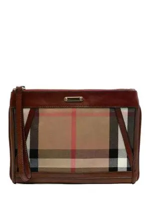Burberry Exploded Check Canvas Wristlet Clutch - Brown