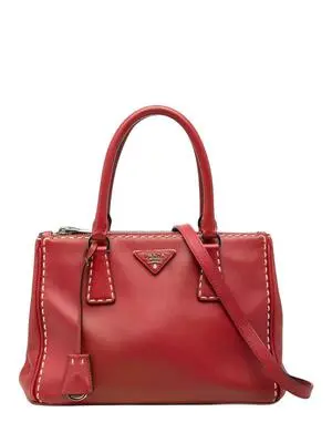 Prada Galleria Double Zip Satchel - Red