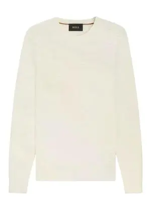 BOSS Silk-cotton Sweater With Micro-check Structure - Neutrals