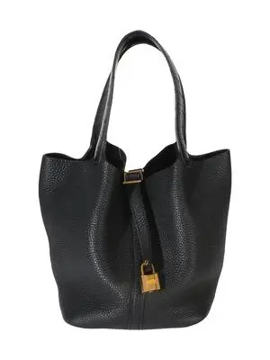 Hermès Clemence Matte Alligator Touch Picotin Lock 22 PHW Black
