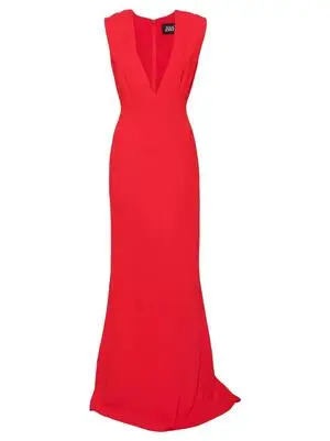 Solace London Althea Plunging V-neck Maxi Dress - Red