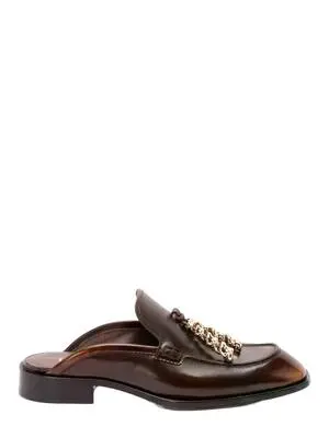 Loewe Chain-embellished Leather Mule Loafers - Brown