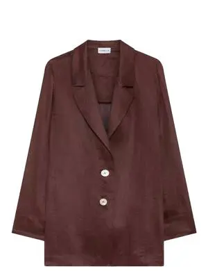 Marella Notched-lapel Ramie Blazer - Brown