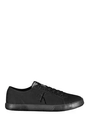 Calvin Klein Logo-Patch Canvas Sneakers Black