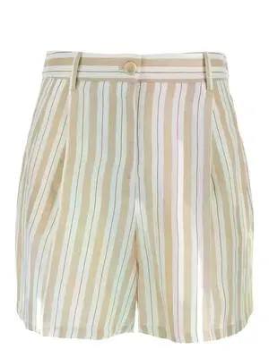 SEMICOUTURE Striped Pleated Shorts - Neutrals
