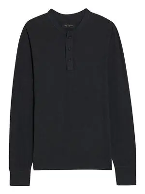 Rag & Bone Cottonblend Jersey Henley Tshirt - Black