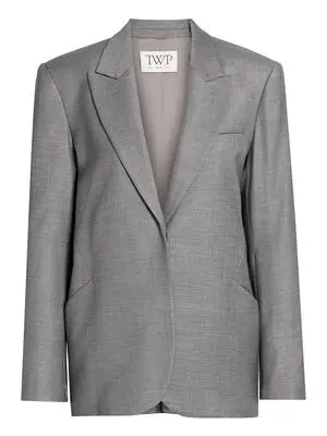 TWP Perfect Boyfriend Wool-blend Crepe Blazer - Gray
