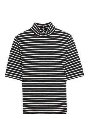 Rag & Bone Striped Ribbed-knit Turtleneck Top - Black