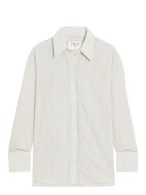 TWP Striped Cotton-Blend Poplin Shirt Ivory
