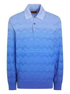 Missoni Dégradé Crochetknit Cotton Polo Shirt Azure