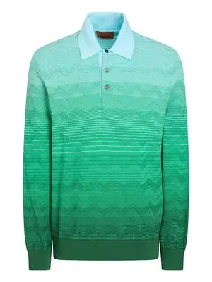 Missoni Dégradé Crochetknit Cotton Polo Shirt Jade
