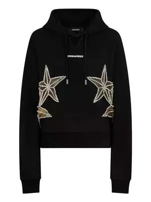 Dsquared2 Star-embellished Cotton Hoodie - Black