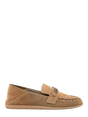 Mou Logo-plaque Whipstitch-trim Loafers - Brown