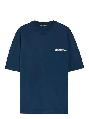 COLE BUXTON Logo-print Dropped-shoulder T-shirt - Blue