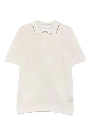 AMARANTO Perforated-knit Polo Shirt - White