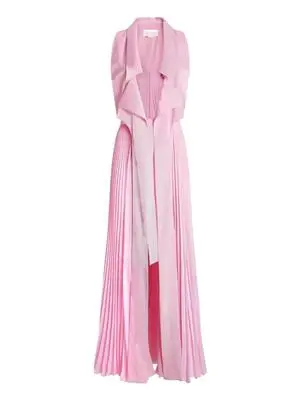GENNY Sleeveless Lace Pleated Trench Coat - Pink