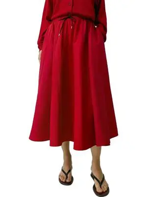 CORDERA Flared Midi Skirt Red