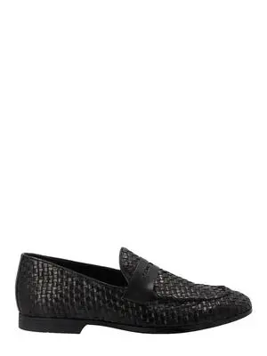 FRAU Woven-leather Saddle Loafers - Black