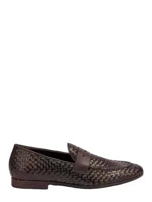 FRAU Woven Leather Loafers - Brown
