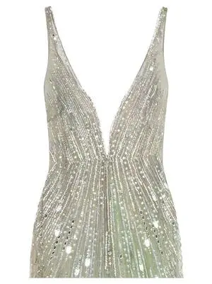 ROOM76 Sequin-embellished Sunburst Dress - Silver