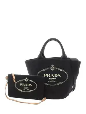 Prada 2010s Canapa Two-way Tote Bag - Black