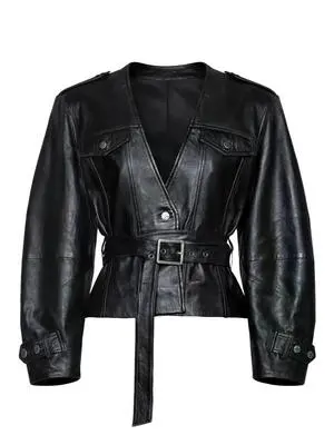 Ksubi Belted Leather Jacket - Black