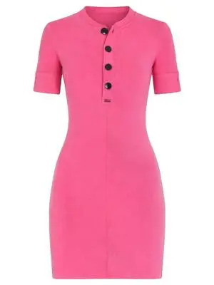 Chloé Ribbed-knit Short-sleeve Dress - Pink