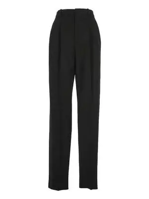 Saint Laurent Pleated Satin-trim Trousers - Black