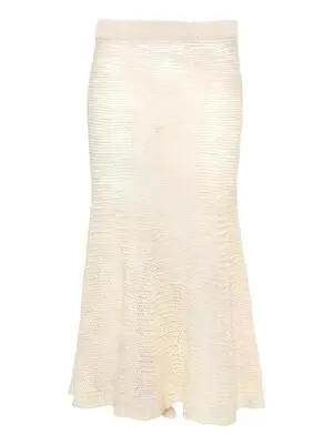 Khaite Inaya Crochet-knit Midi Skirt - Neutrals