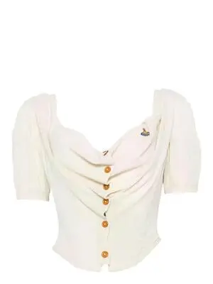 VIVIENNE WESTWOOD Bea Draped Button-Up Top Neutrals