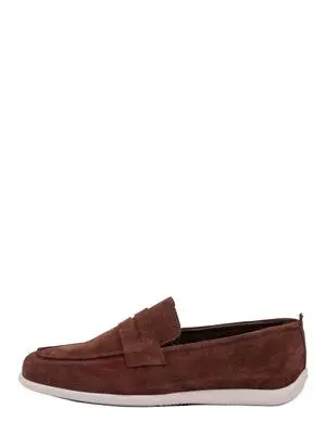 FRAU Square-toe Suede Loafers - Brown